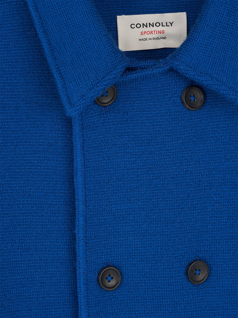 Blue Wool Short Double Breasted Mac | Wool Jacket | Connolly Knitwear