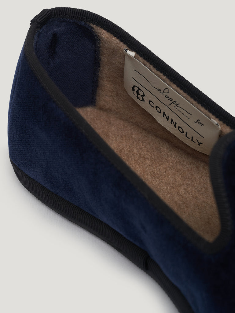 Midnight Blue Velvet Slippers– Connolly