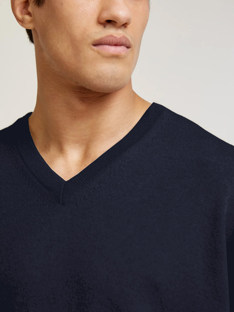 Navy Venetian V Neck– Connolly