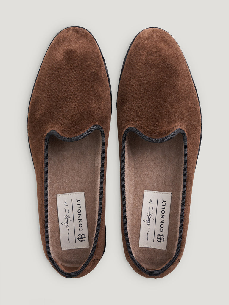 Brown Velvet Slippers | Venetian Slippers | Cashmere Lined Slippers ...